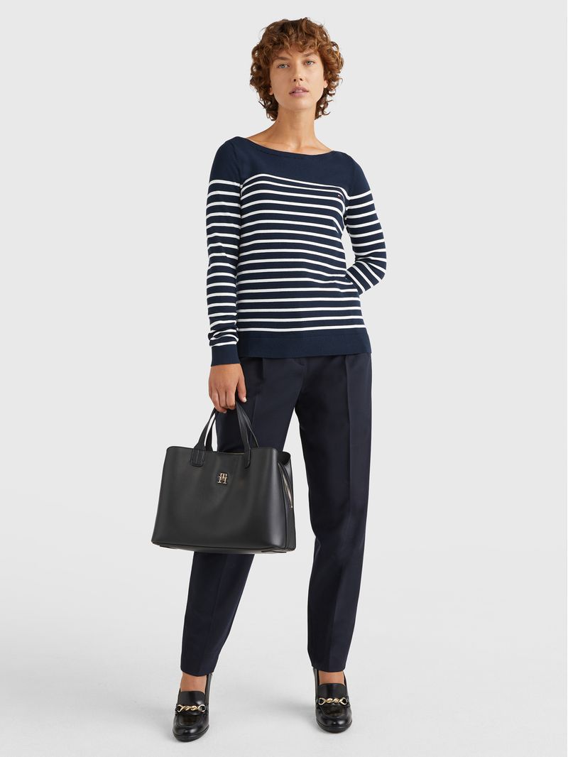 SUÉTER DE ALGODÓN ORGÁNICO CON CUELLO BARCO