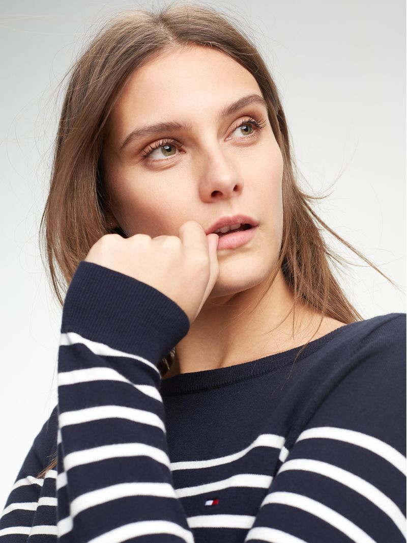 SUÉTER DE ALGODÓN ORGÁNICO CON CUELLO BARCO