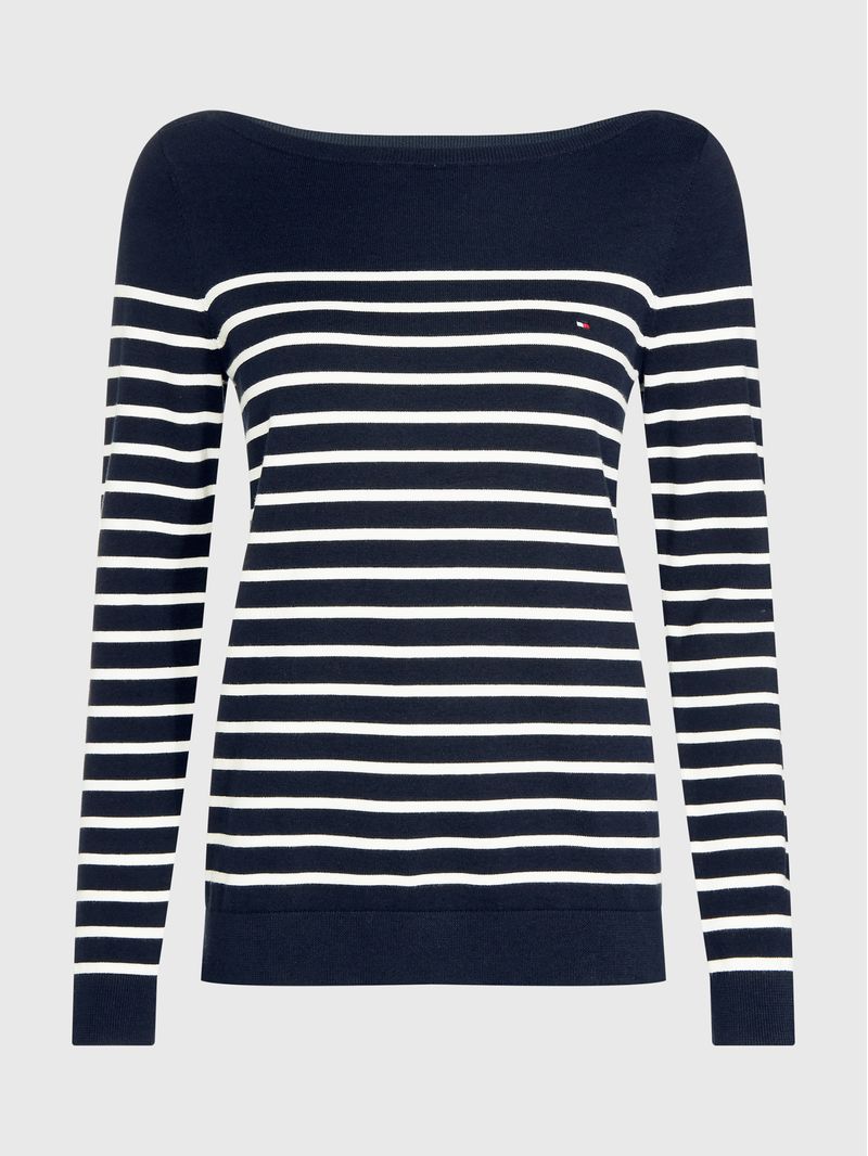 SUÉTER DE ALGODÓN ORGÁNICO CON CUELLO BARCO