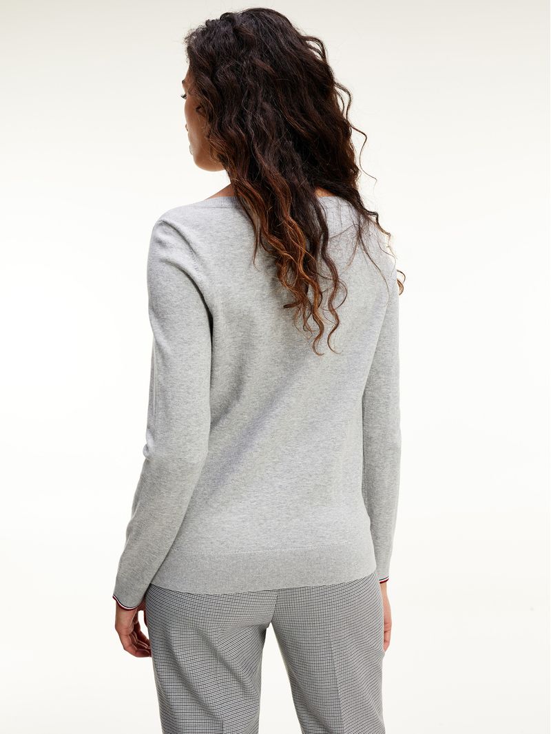 SUÉTER DE ALGODÓN ORGÁNICO CON CUELLO BARCO