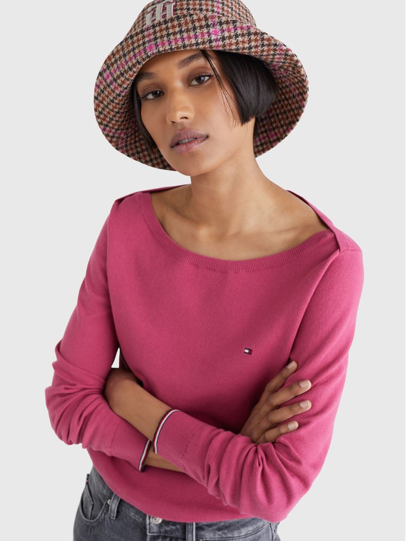 SUÉTER DE ALGODÓN ORGÁNICO CON CUELLO BARCO