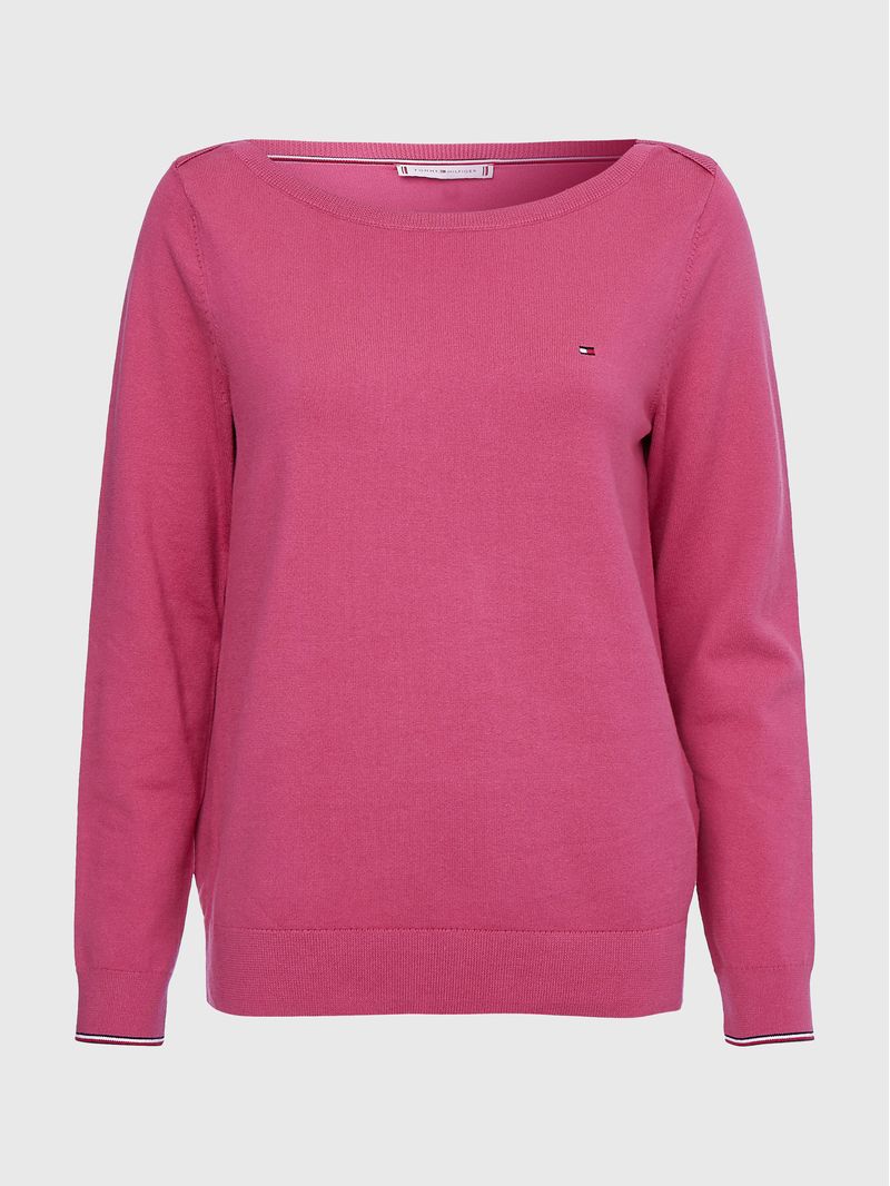 SUÉTER DE ALGODÓN ORGÁNICO CON CUELLO BARCO