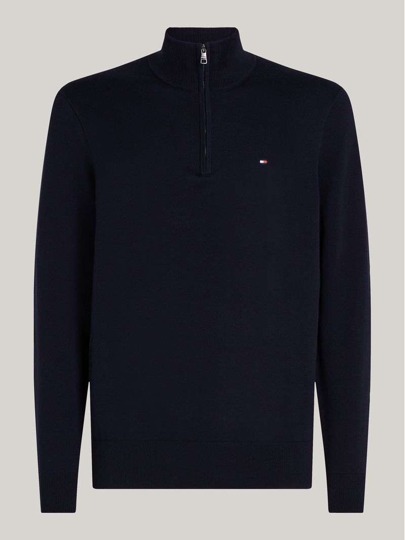 Suéter con cuello perkins y zipper